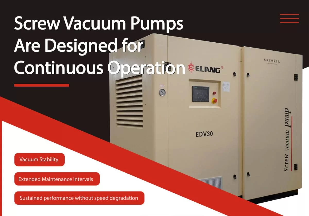 Screw Vacuum Pumps Are Designed for Continuous Operation-Elang